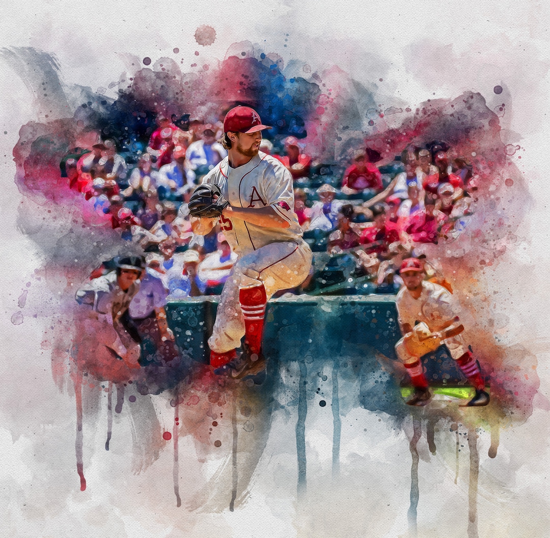 Custom Baseball Wall Art Baseball Gift Baseball Painting From Photo ...