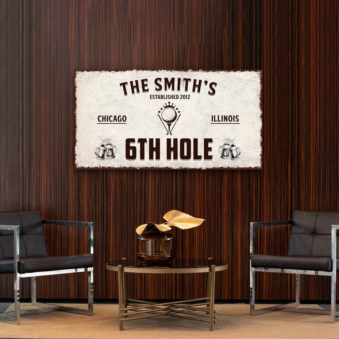 Golf Hole Wall Decor Personalized Vintage Golf Wall Sign, Golf Gift ...