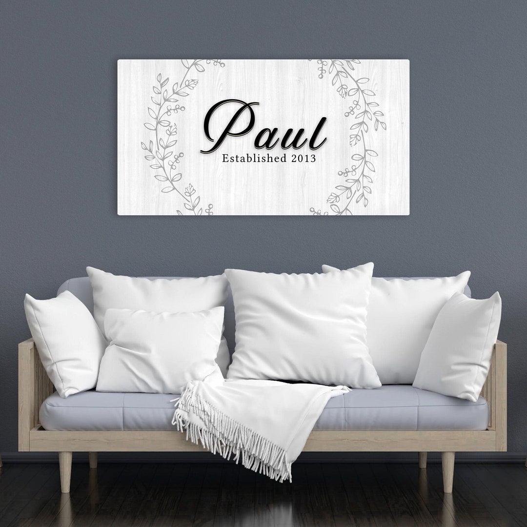 Established Year Style Last Name Portraits Christian Customized Sign ...