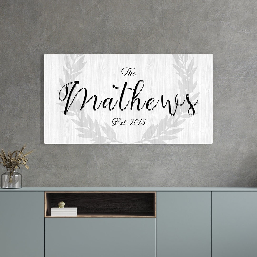 White Wood Background Established Year Style Last Name Portraits ...