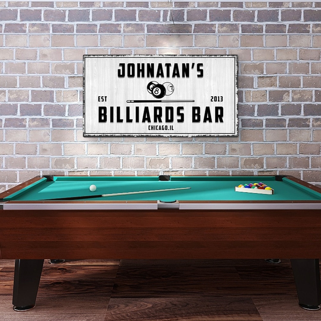 White Background Billiard Bar With Established Year Portrait ...