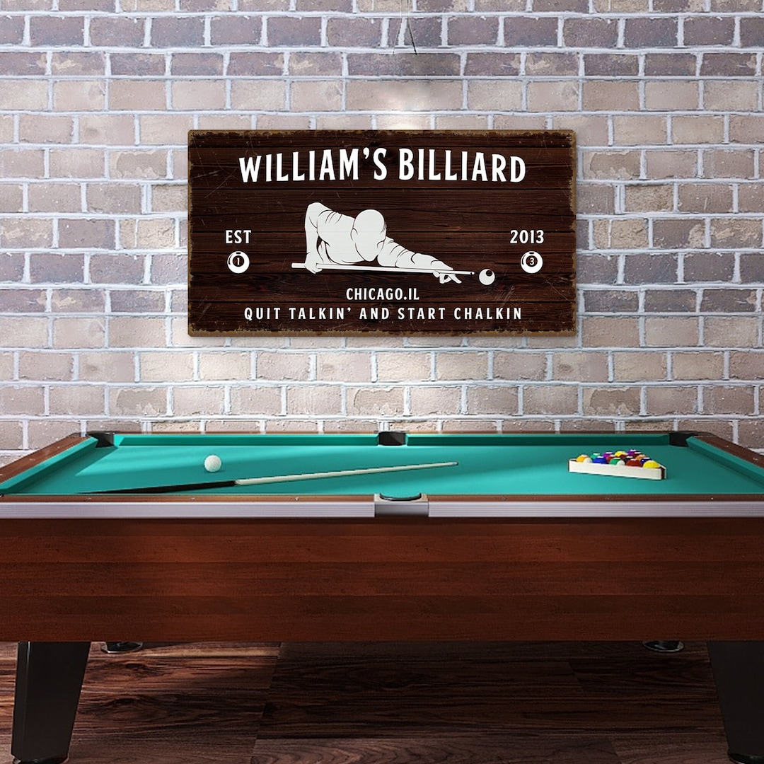 Personalized Billiard Loft Style Room Wall Art, Billiard Enthusiast ...