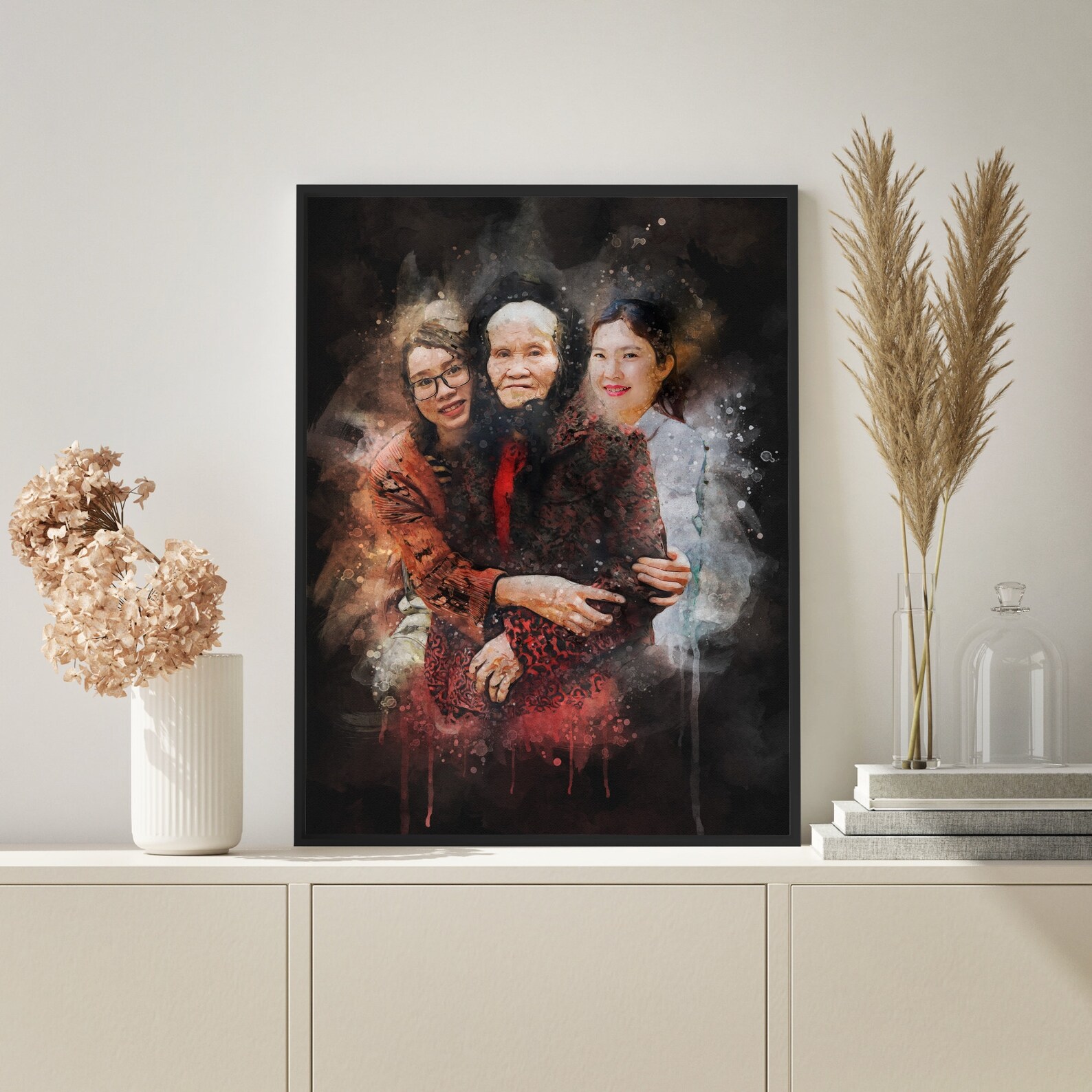 Family Portrait From Multiple Photos Add a Person to Photo Painting ...