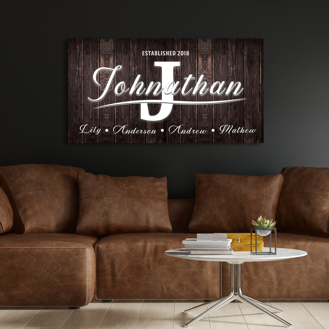 Dark Brown Wood Style Last Names Portraits Christian Customized ...