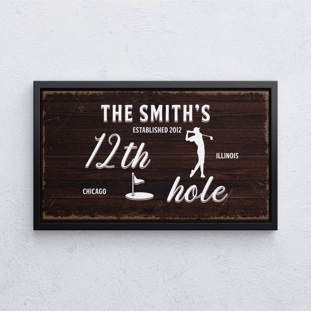 Dark Brown Golf Decor Personalized Vintage Golf Wall Sign, Golf Gift ...