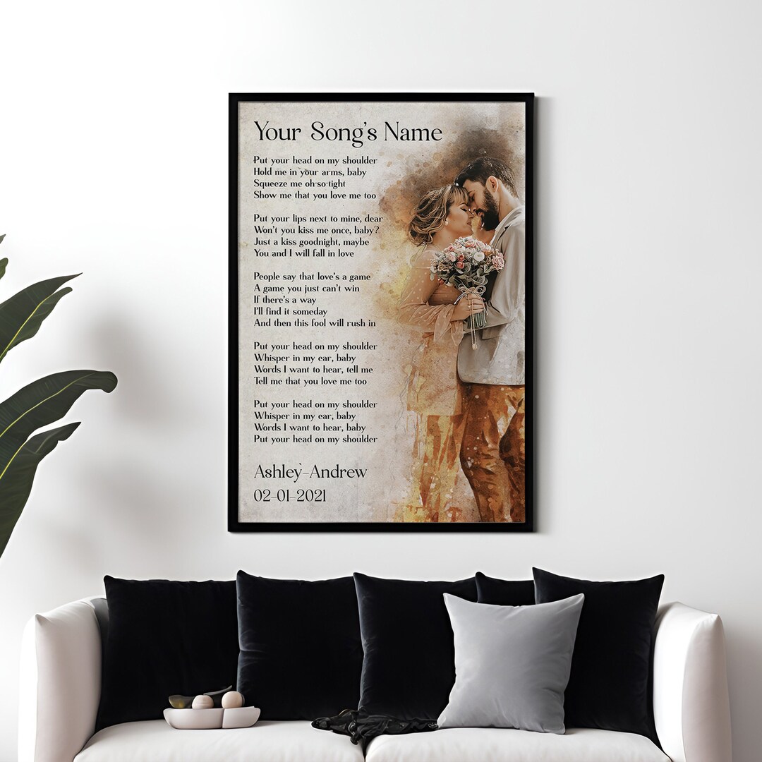 Favorite Song Poster, Digital Poster With Lyrics, Bridal Shower Gift ...