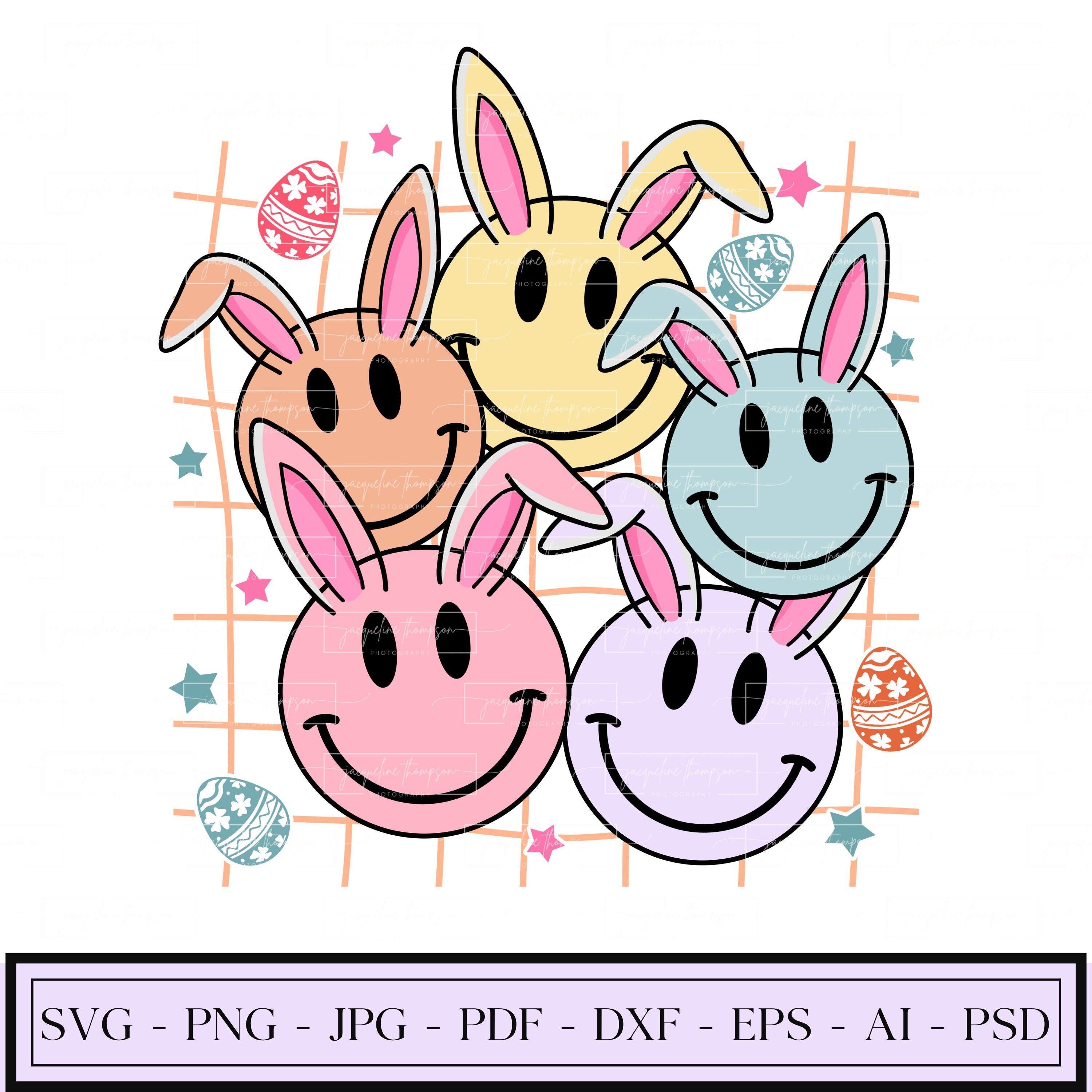 Easter Smiley Faces Easter Bunny Groovy Bunnies Easter - Etsy