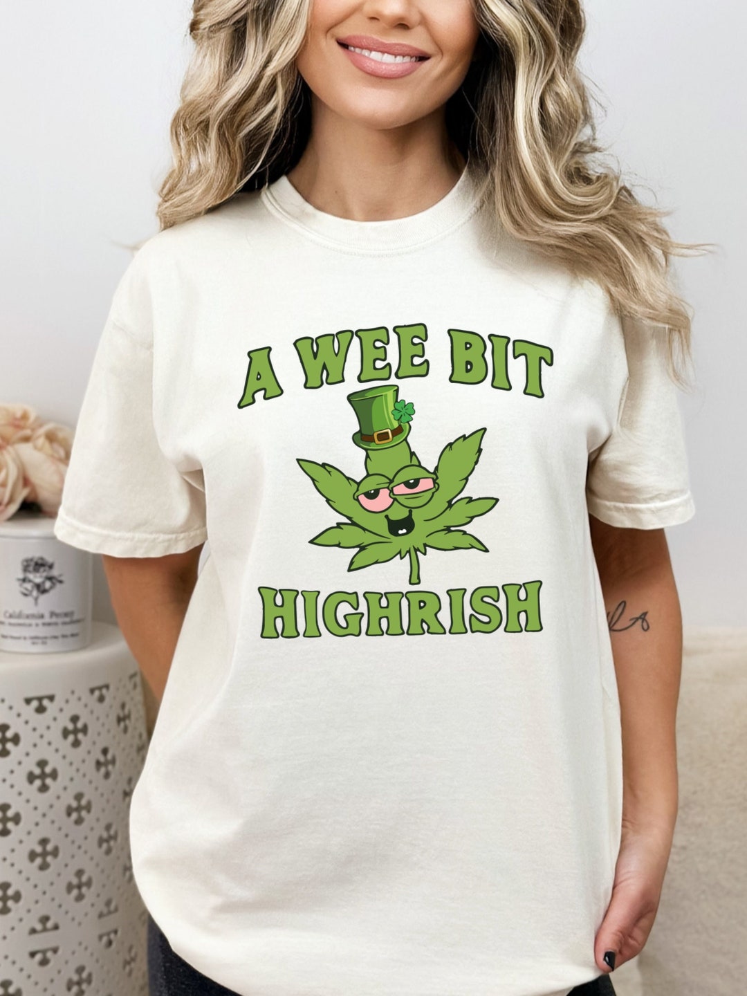 A Wee Bit Highrish Design St Patricks Day Funny Weed Svg Shamrock Png Marijuana Svg Adult Humor ...