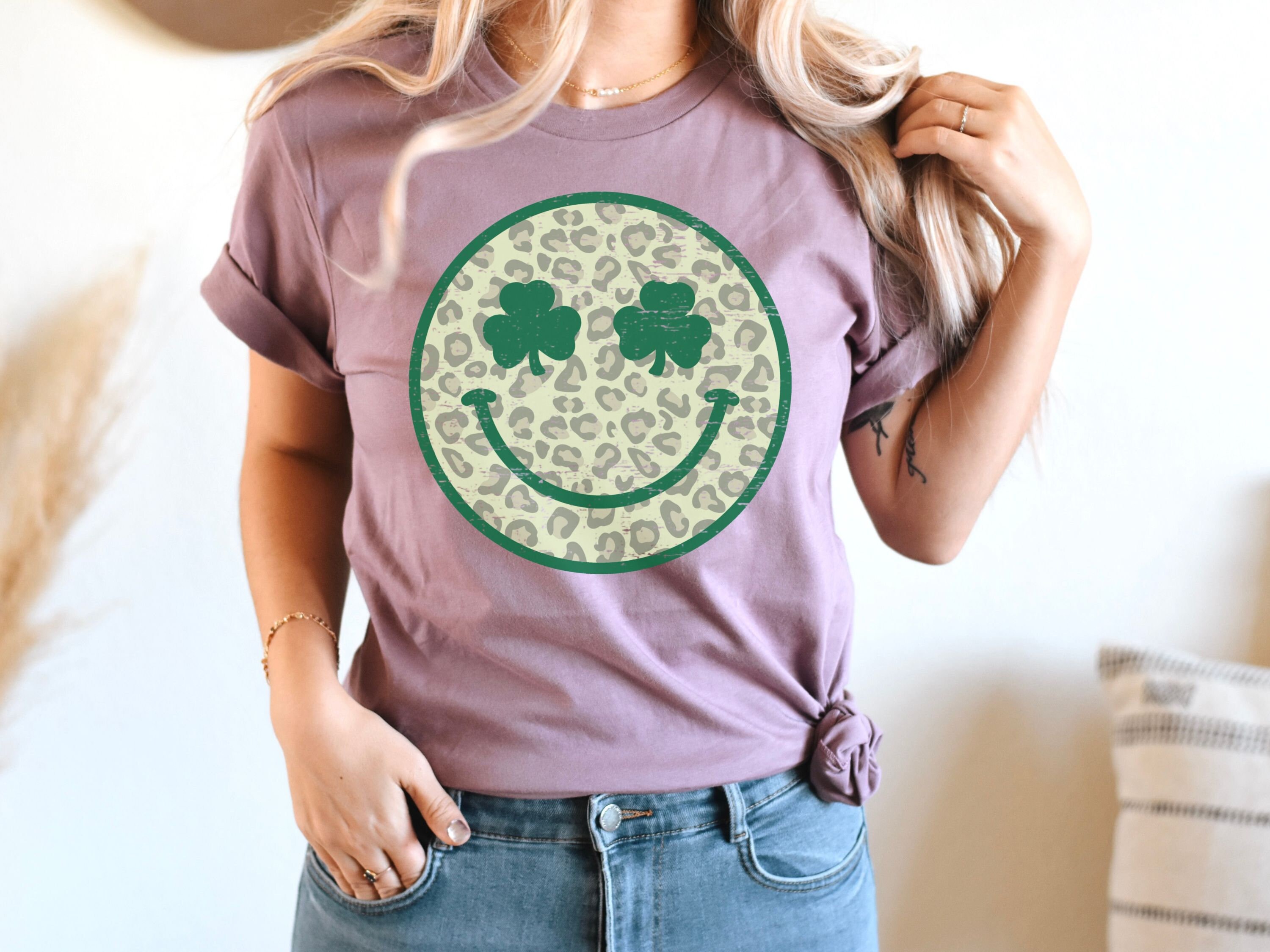 Retro Shamrock Smiley Leopard Smiley Face St Patricks Day - Etsy