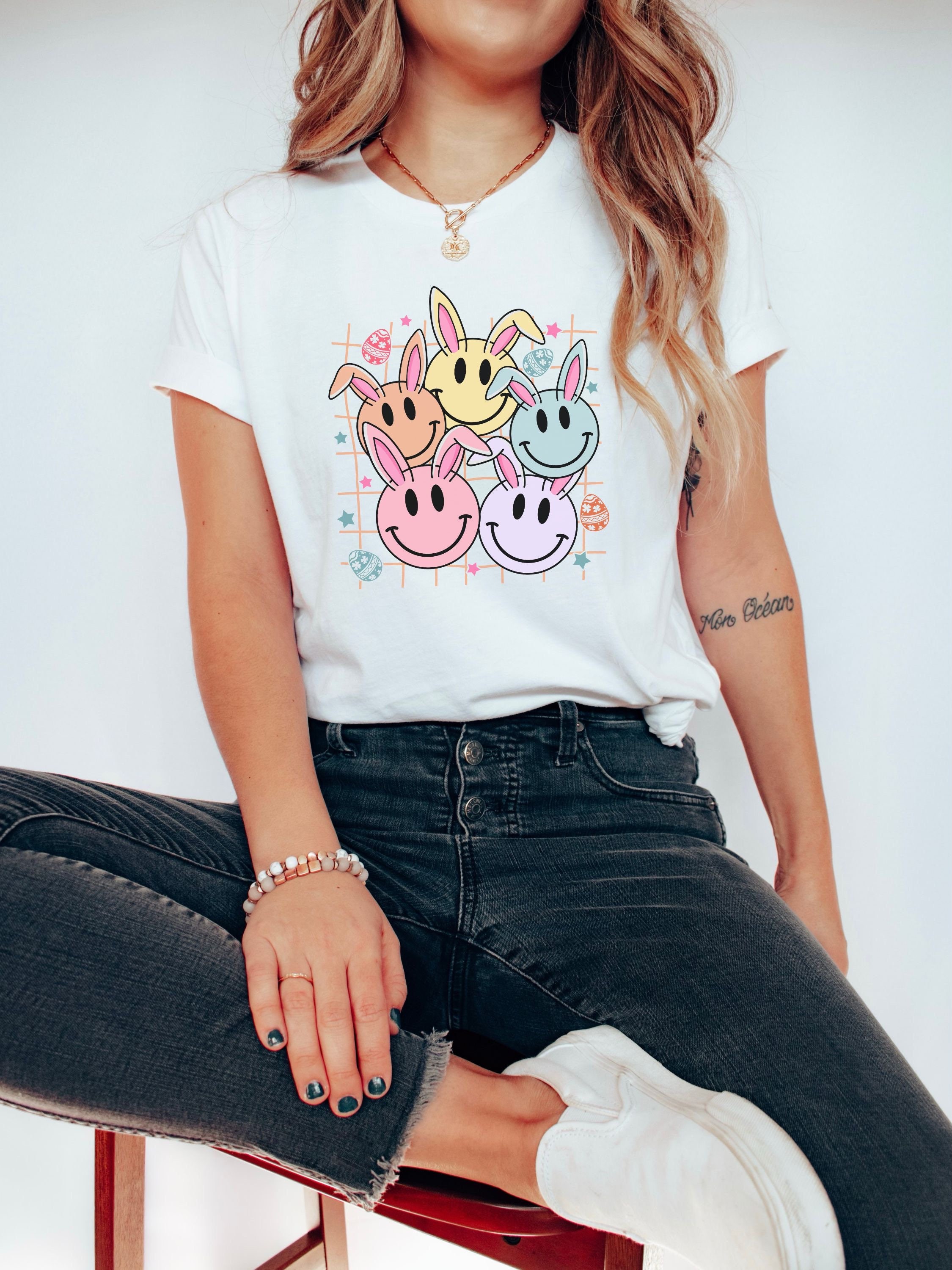 Easter Smiley Faces Easter Bunny Groovy Bunnies Easter - Etsy