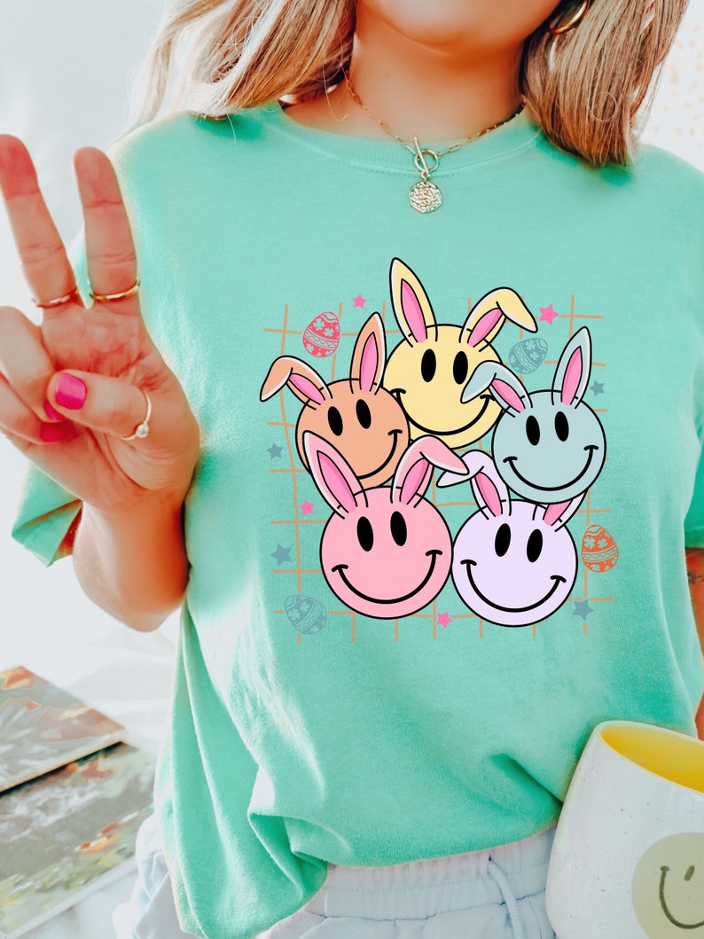 Easter Smiley Faces Easter Bunny Groovy Bunnies Easter - Etsy