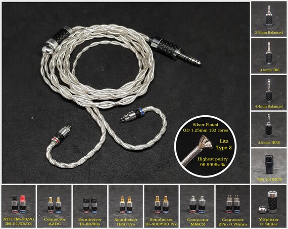 Custom Cable for Inear Monitor-silver Plated Copper-connector - Etsy