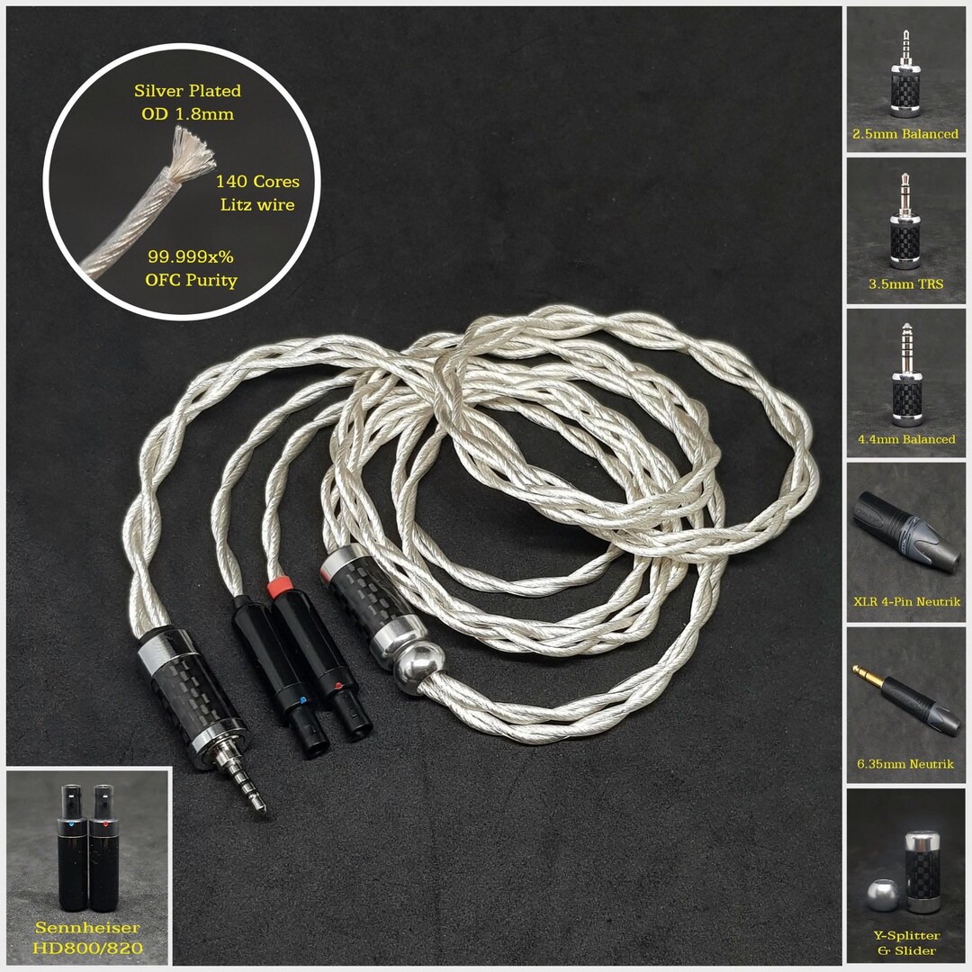 Cable for Sens HD8XX/HD800/HD820 - OFC Silver Plated Copper- Custom ...