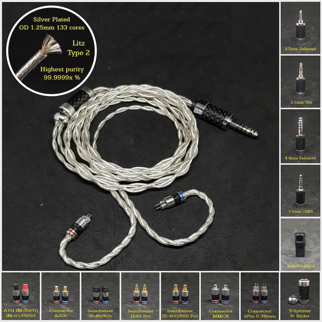 Custom Cable for Inear Monitor-silver Plated Copper-connector 2pin 0 ...