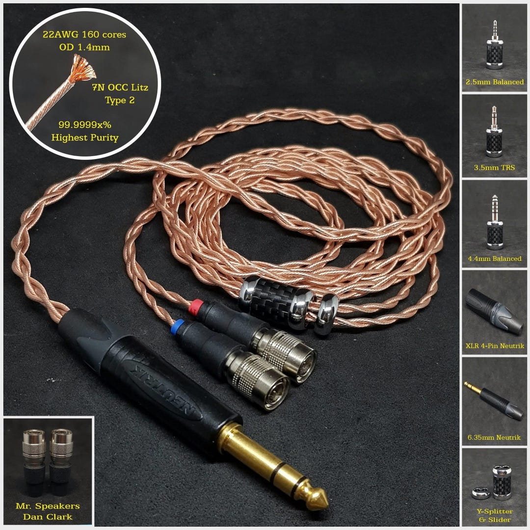 Cable for Mr. Speakers/dan Clark 22AWG 7NOCC Litz Copper - Custom ...