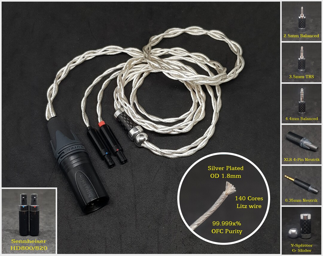 Cable for Sens HD8XX/HD800/HD820 - OFC Silver Plated Copper- Custom ...