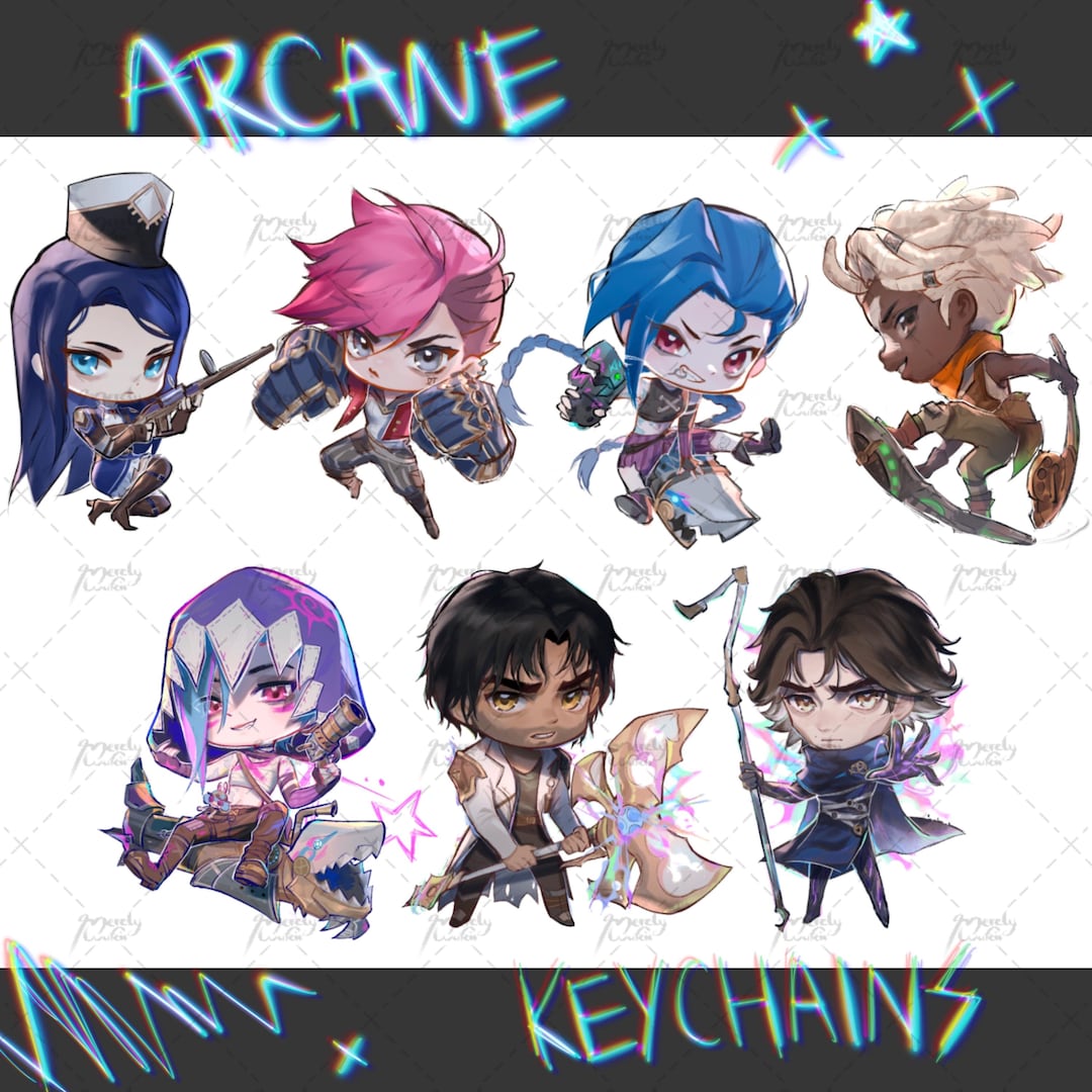 Arcane Keychain Charm, Holographic Sticker, Vi, Caitlyn, Jinx, Ekko ...