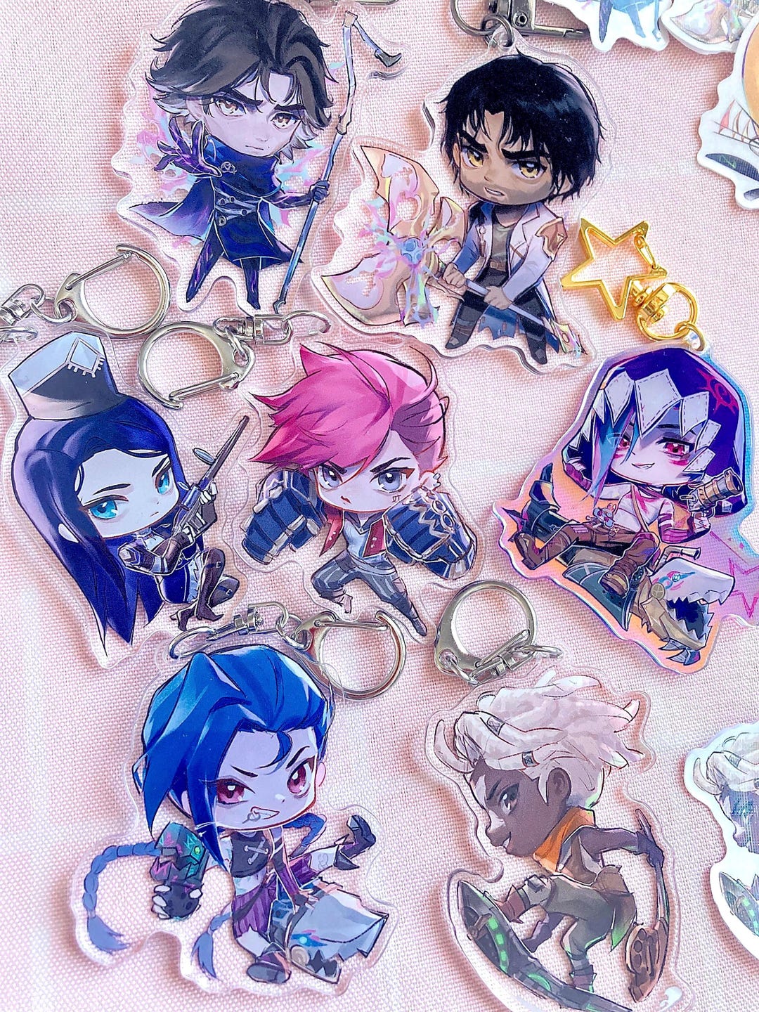 Arcane Keychain Charm, Holographic Sticker, Vi, Caitlyn, Jinx, Ekko ...