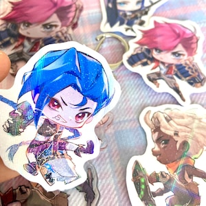 Arcane Keychain Charm, Holographic Sticker, Vi, Caitlyn, Jinx, Ekko ...