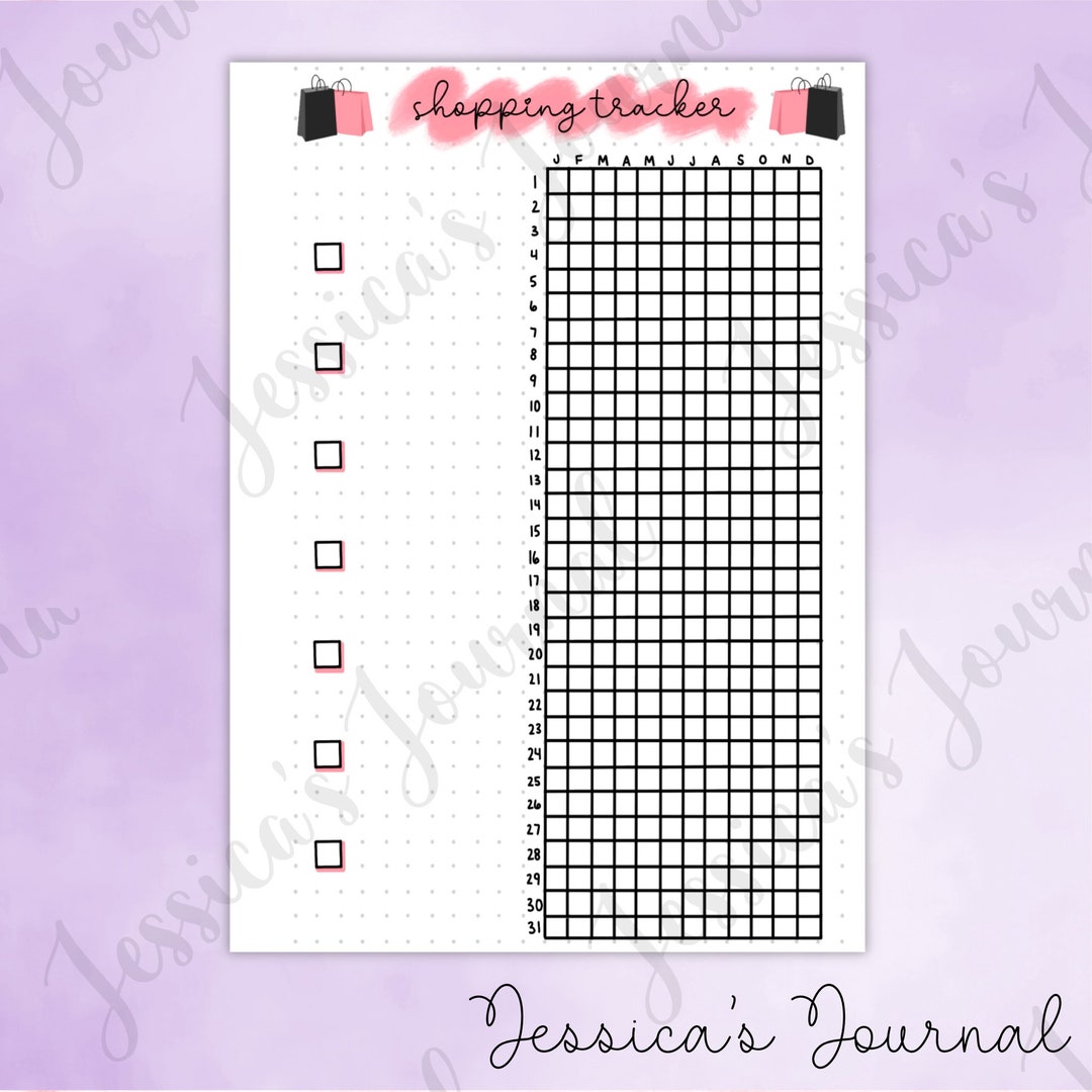 DIGITAL DOWNLOAD PDF Yearly Shopping Tracker Jessica's Journal Spread ...