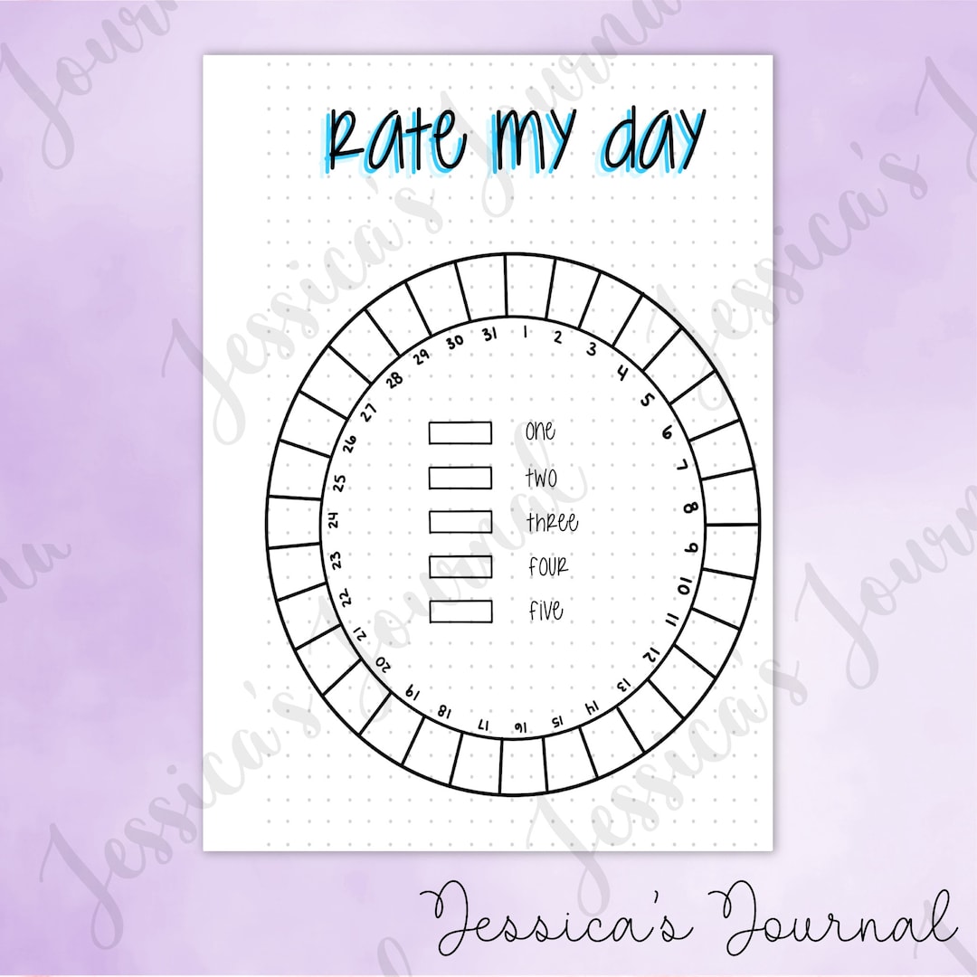 DIGITAL DOWNLOAD | PDF | Monthly Rate My Day | Jessica's Journal Spread ...