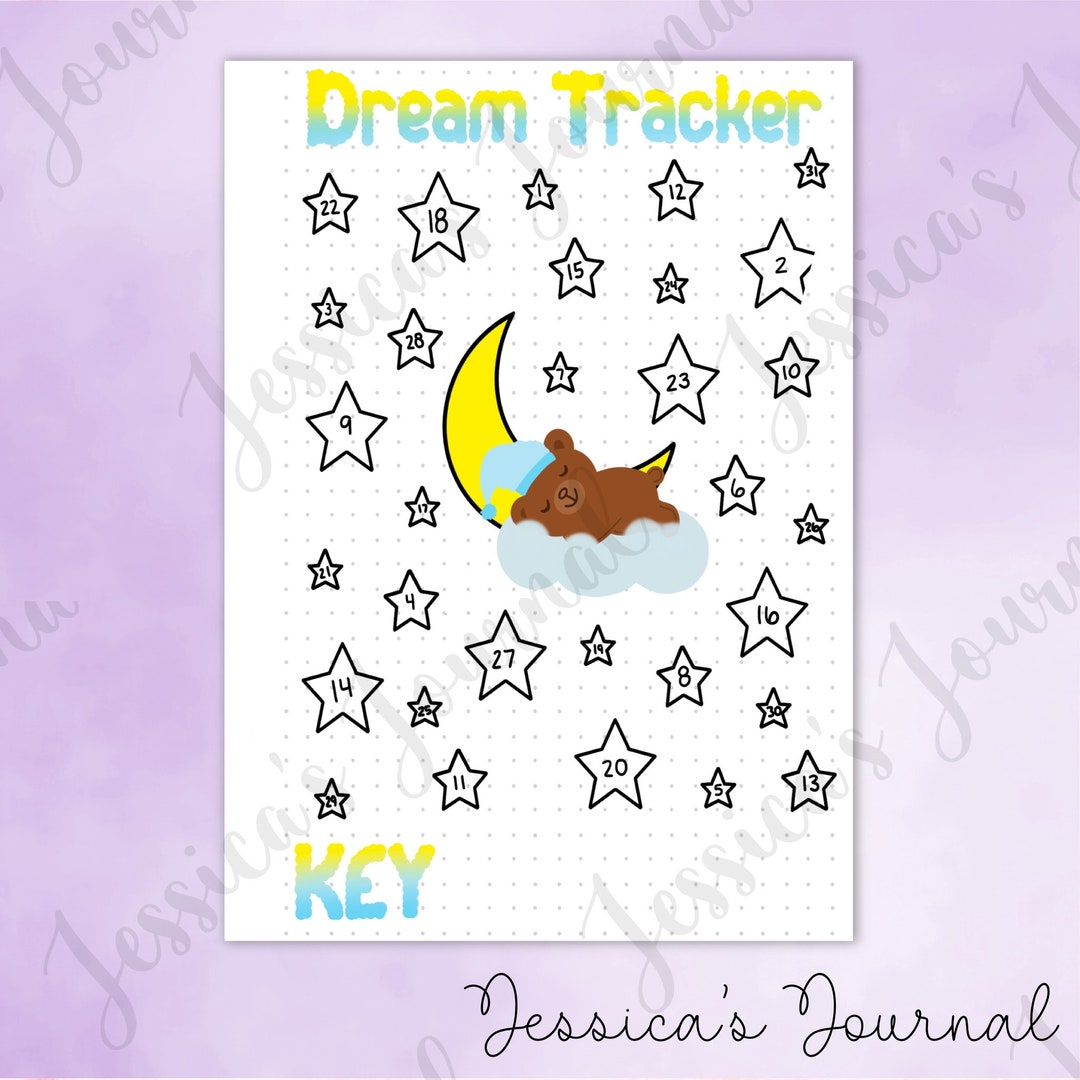 DIGITAL DOWNLOAD | PDF | Monthly Dream Tracker | Jessica's Journal ...