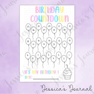 DIGITAL DOWNLOAD | PDF | Birthday Countdown | Jessica's Journal Spread ...