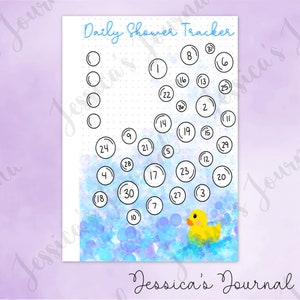 DIGITAL DOWNLOAD | PDF | Monthly Shower Tracker | Jessica's Journal ...