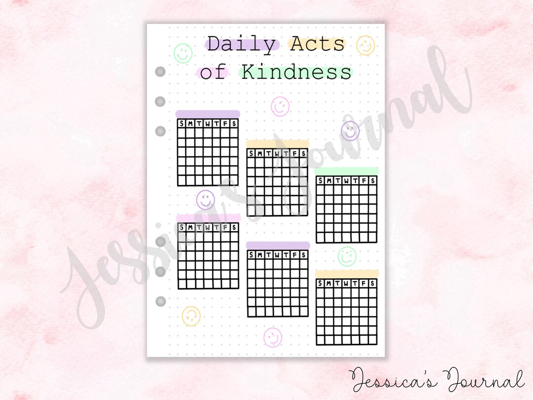 Daily Acts of Kindness Tracker | Jessica's Journal Spread - Etsy