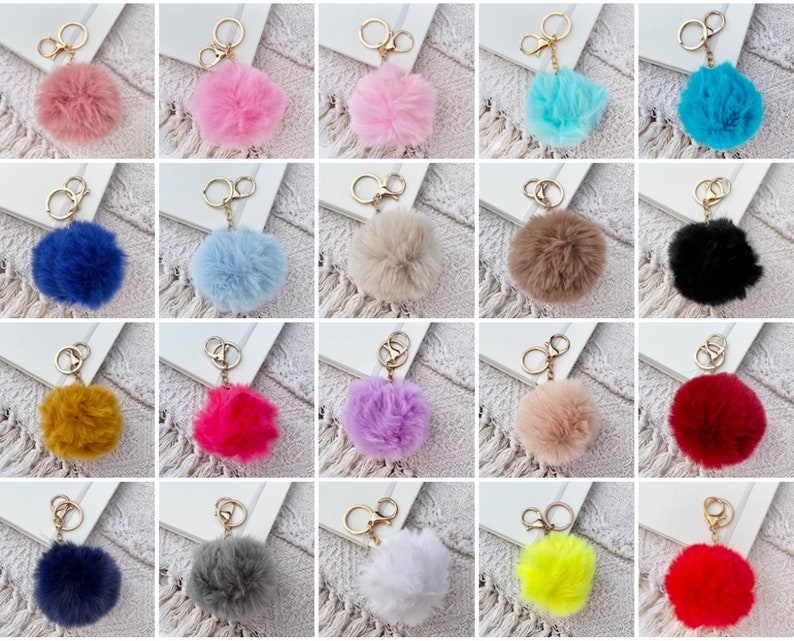 Pom-pom Key Chain With Lobster Clasp and Keyring - Etsy