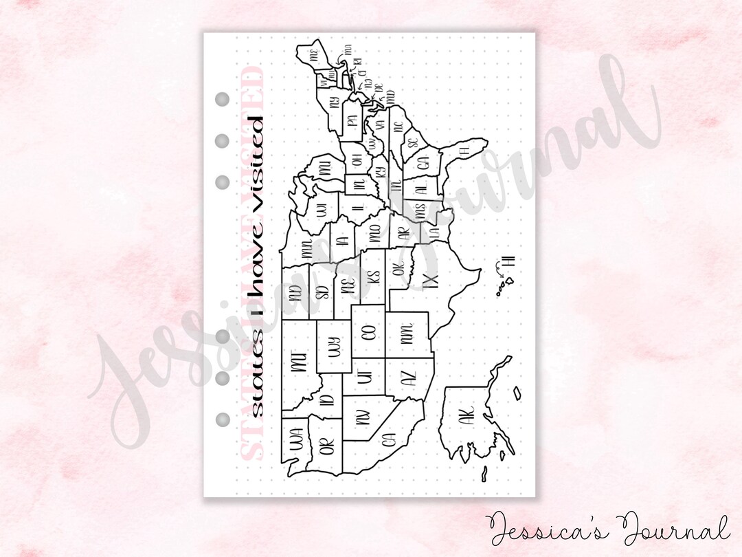 States I Have Visited Tracker | Jessica's Journal Spread - Etsy