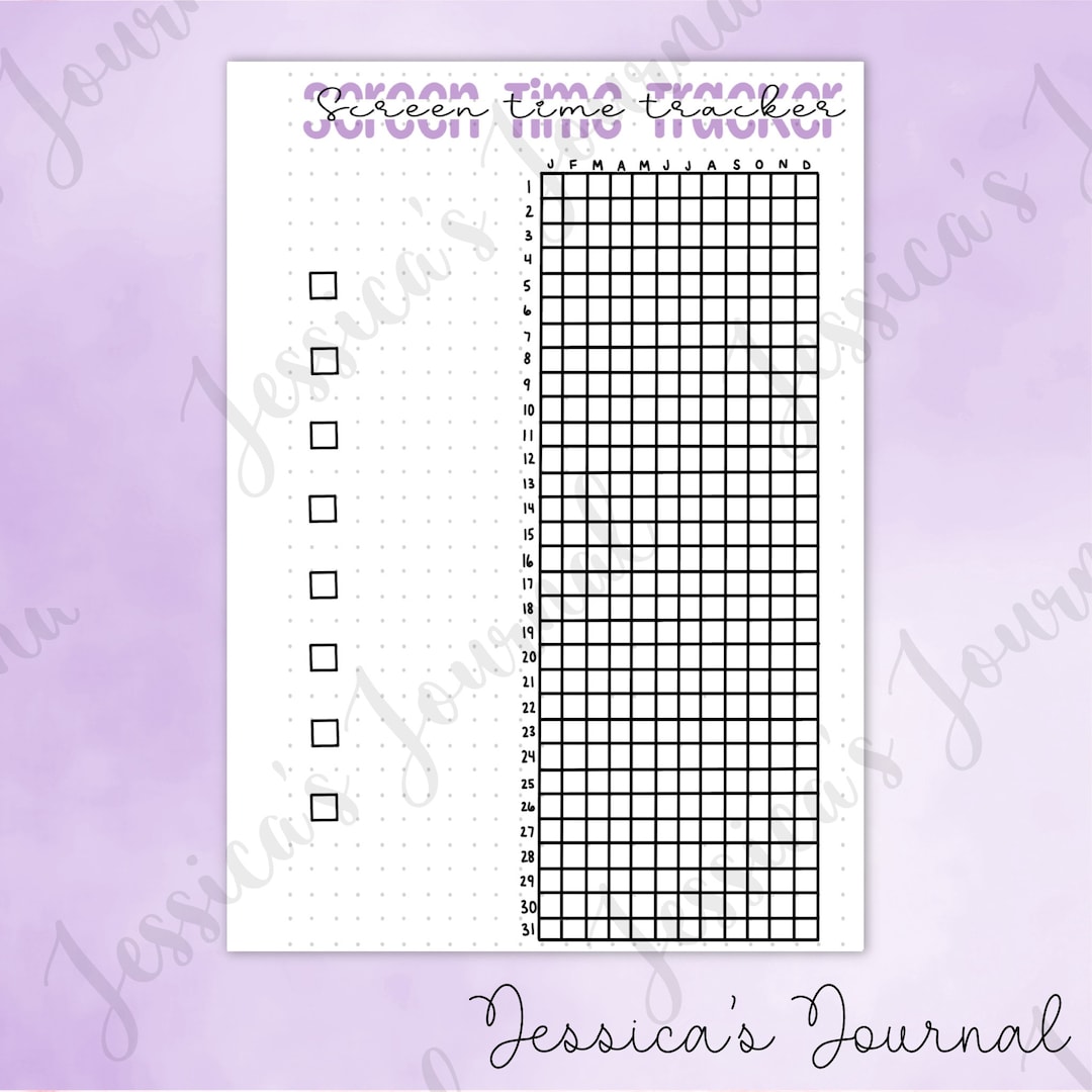 DIGITAL DOWNLOAD | PDF | Screen Time Tracker | Jessica's Journal Spread ...