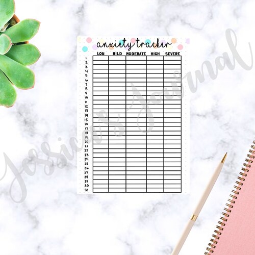 DIGITAL DOWNLOAD PDF Monthly Anxiety Tracker Bullet - Etsy