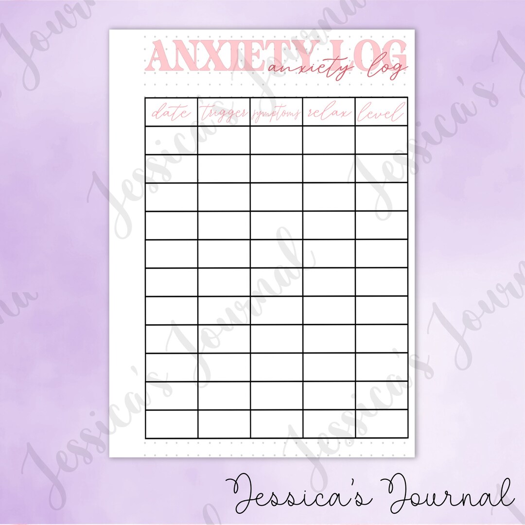 DIGITAL DOWNLOAD | PDF | Anxiety Log | Jessica's Journal Spread - Etsy