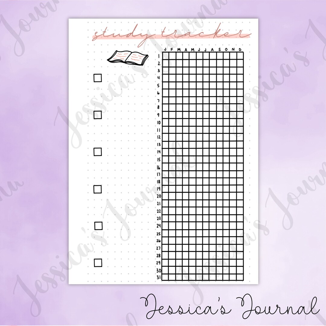 DIGITAL DOWNLOAD | PDF | Yearly Study Tracker | Jessica's Journal ...