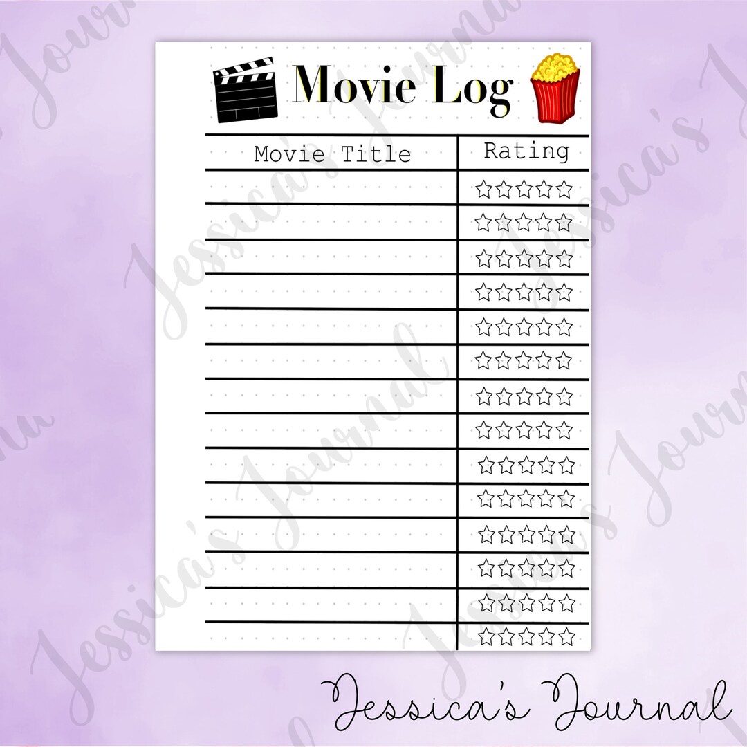 DIGITAL DOWNLOAD | PDF | Movie Log | 2021 Journal Spread - Etsy