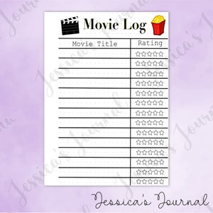 DIGITAL DOWNLOAD | PDF | Movie Log | 2021 Journal Spread - Etsy