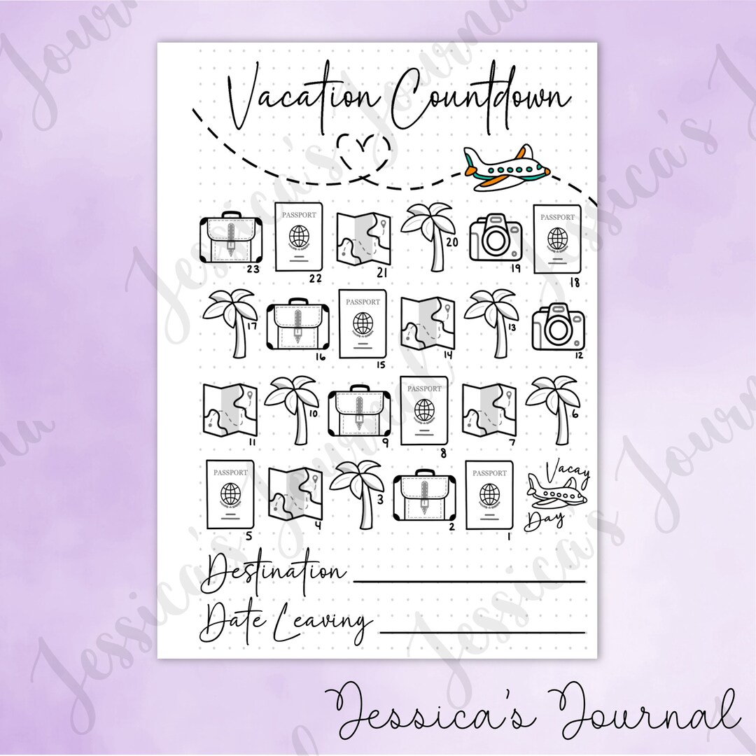 DIGITAL DOWNLOAD | PDF | Vacation Countdown | Jessica's Journal Spread ...