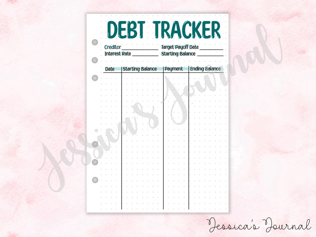 Debt Tracker | Jessica's Journal Spread - Etsy