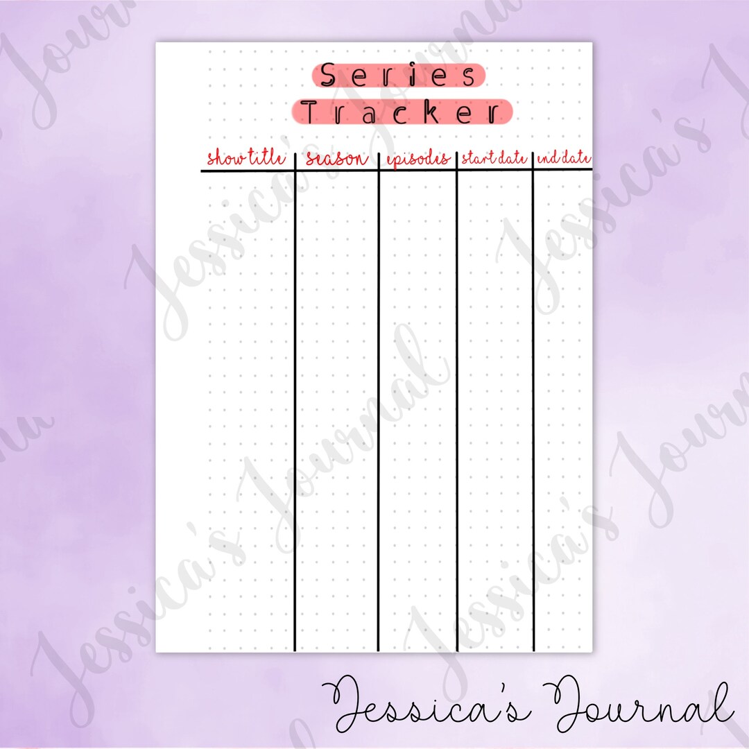 DIGITAL DOWNLOAD | PDF | Series Tracker | Jessica's Journal Spread - Etsy