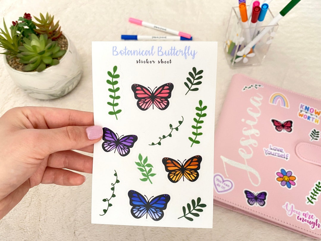 Botanical Butterfly Sticker Sheet | Journaling Stickers | Jessica's ...