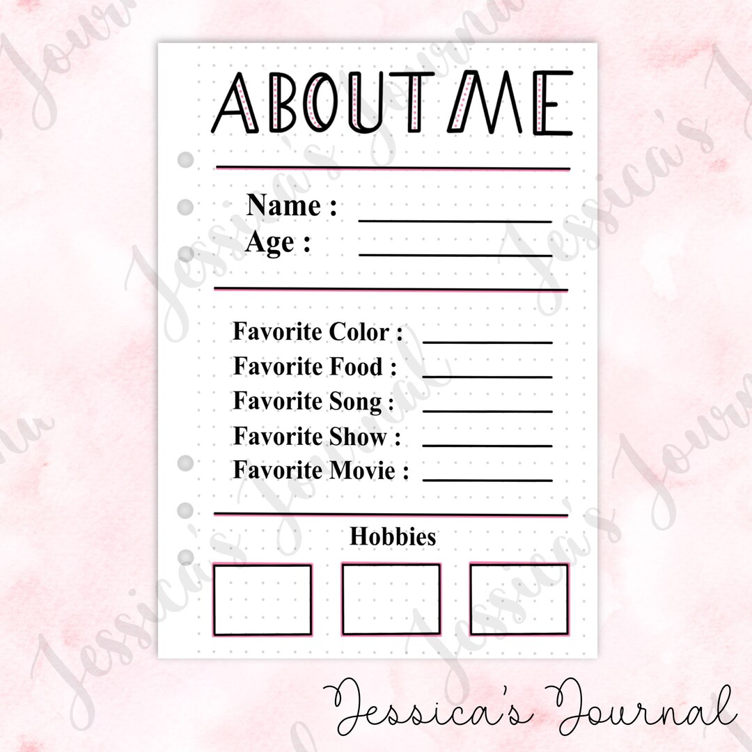 About Me | Jessica's Journal Spread - Etsy
