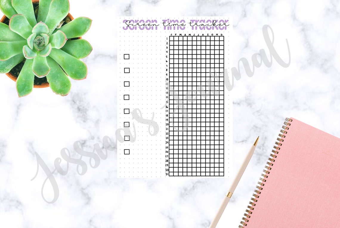 DIGITAL DOWNLOAD PDF Screen Time Tracker Bullet Journal - Etsy