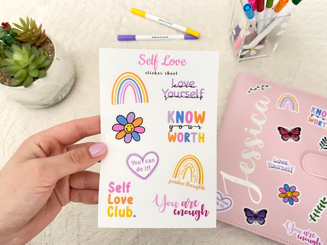Self Love Sticker Sheet | Journaling Stickers | Jessica's Journal - Etsy