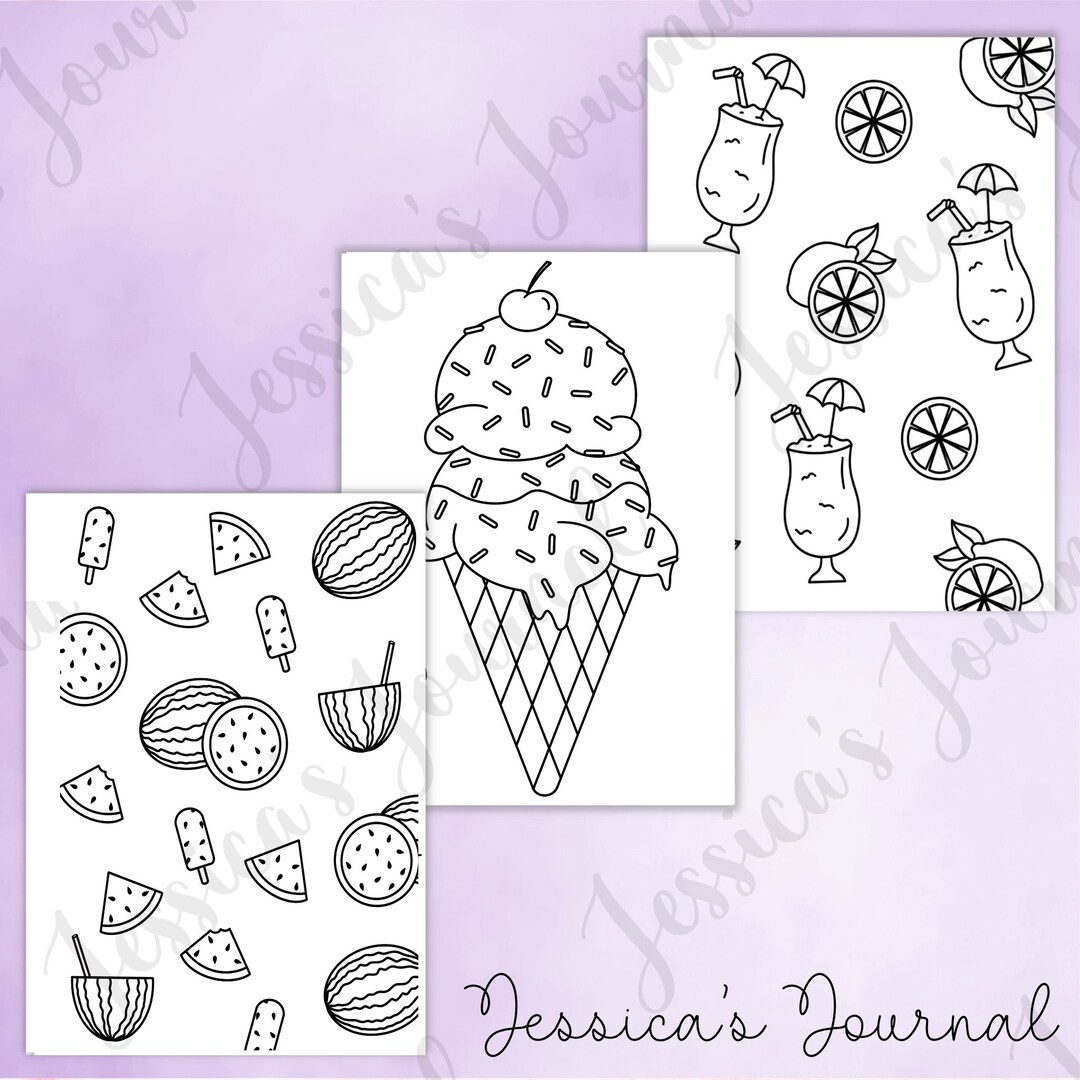 DIGITAL DOWNLOAD | PDF | Summer Treats Coloring Pages | Jessica's ...