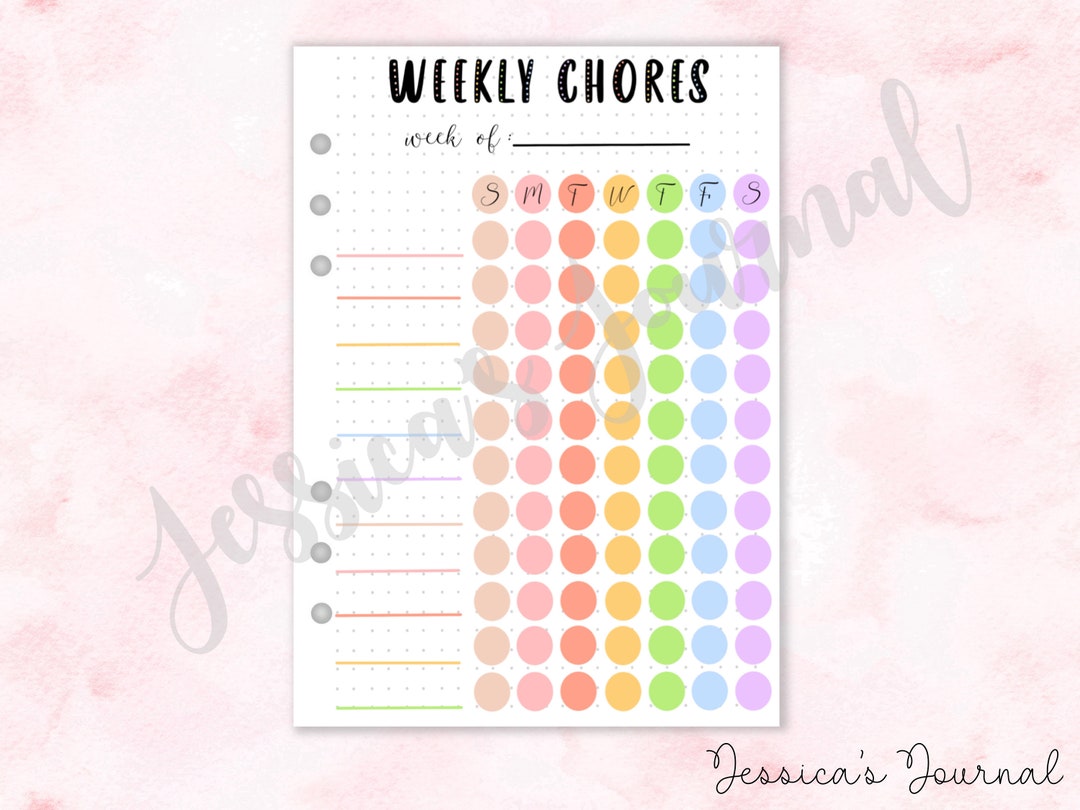 Weekly Chores | Jessica's Journal Spread - Etsy