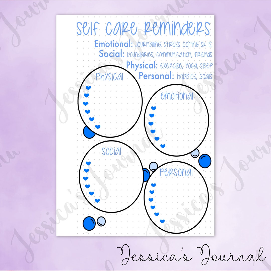 DIGITAL DOWNLOAD | PDF | Self Care Reminders | Jessica's Journal Spread ...