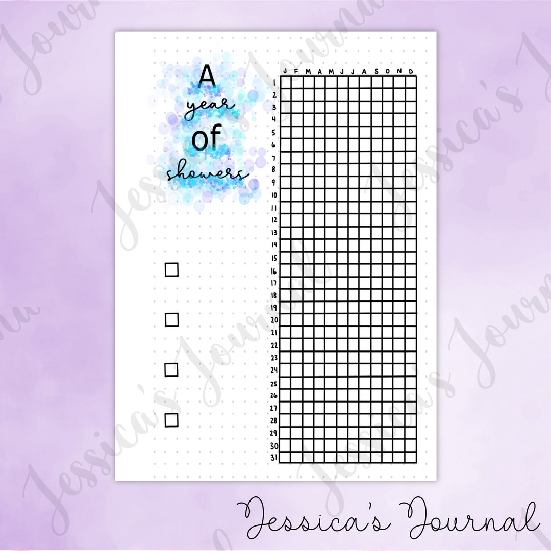 DIGITAL DOWNLOAD | PDF | Yearly Shower Tracker | Jessica's Journal ...