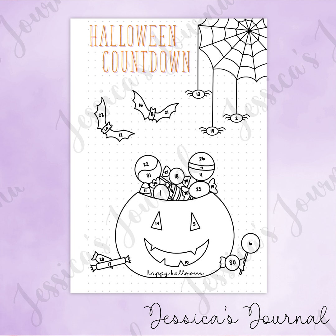 DIGITAL DOWNLOAD | PDF | Halloween Countdown | Jessica's Journal Spread ...