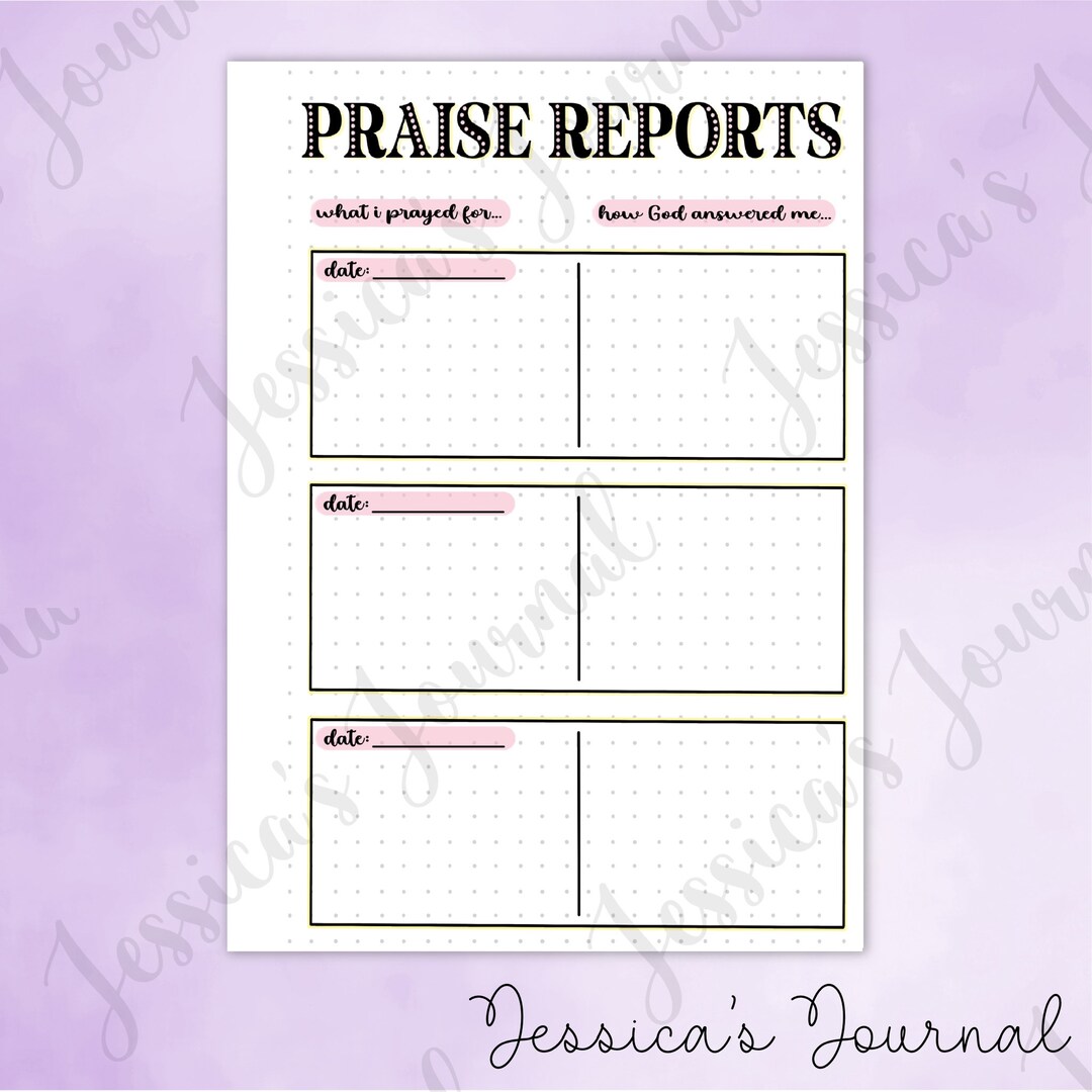 DIGITAL DOWNLOAD | PDF | Praise Reports | Jessica's Journal Spread - Etsy
